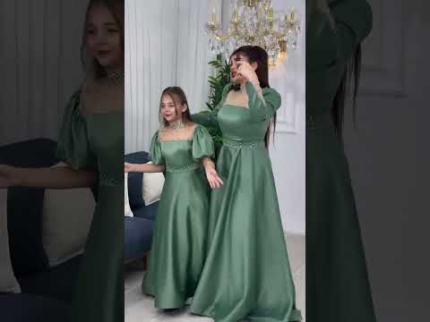 Elegant Mother-Daughter Matching Dress | Royal Green Gown Outfit Idea