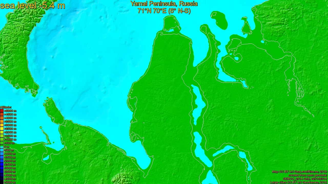 Yamal Peninsula, Russia, (z+c) sea level rise -135 - 65 m