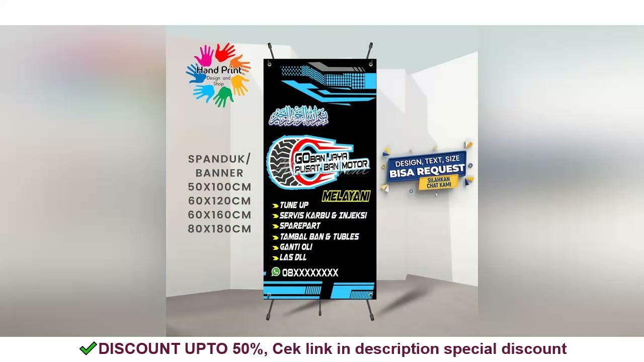 Cetak Spanduk Banner Pusat Ban Motor Dan Sperpat MMT Spanduk Custom 60x160