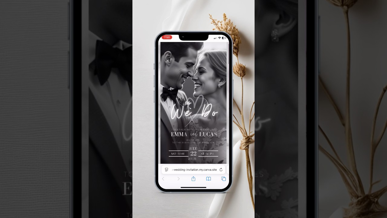 Digital Wedding Invitation with Online RSVP – Canva Template for Modern Brides & Grooms