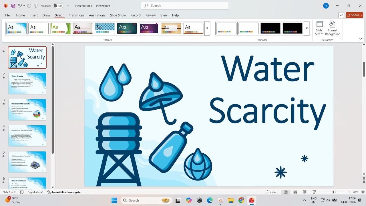 How to Make Presentation in Powerpoint | Water Scarcity PowerPoint Presentation #ppt