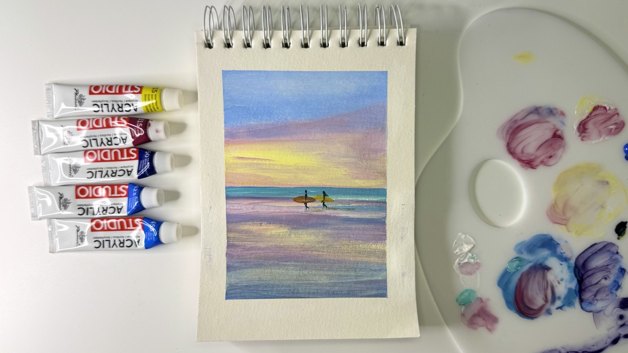 Relaxing Beach Sunset Painting Process | Calm Acrylic Art for Stress Relief | Anna Art