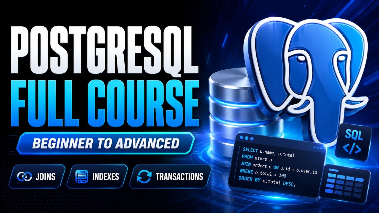 PostgreSQL Full course 2026 | Learn PostgreSQL in One Video