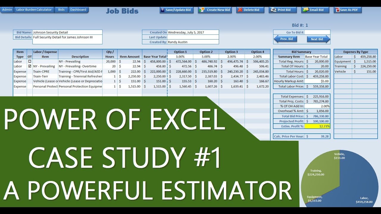 The Power Of Microsoft Excel: Case Study #1: A Powerful Estimating Application