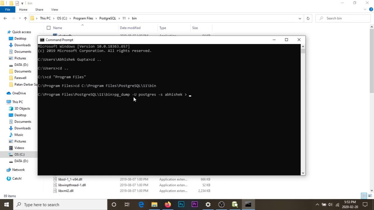 How to export database from PostgreSQL (PgAdmin 4) using command [pg_dump]