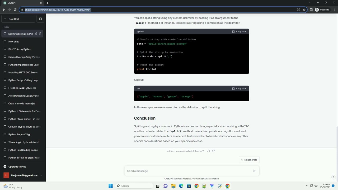 Splitting string by comma in python