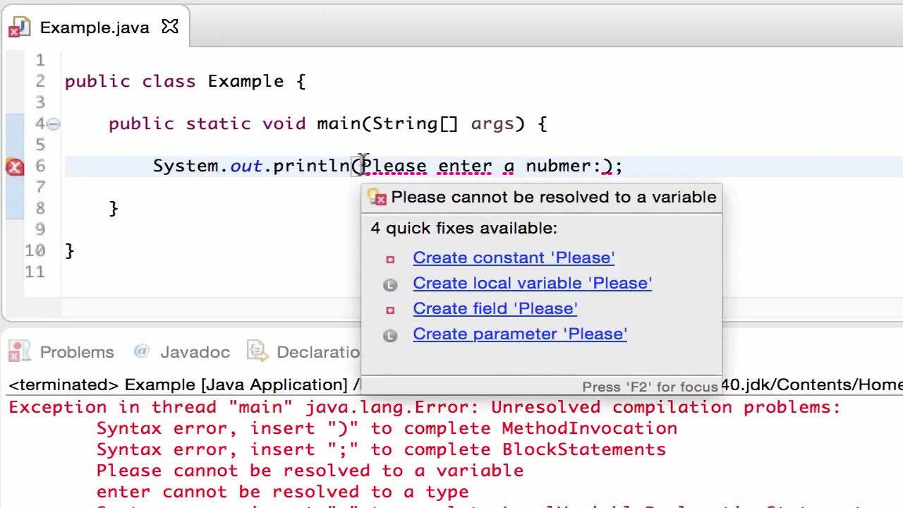 Runtime Error v/s Compile time Error in Java | Java | Eclipse