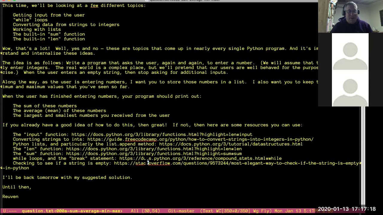 Webinar: All about Weekly Python Exercise A1