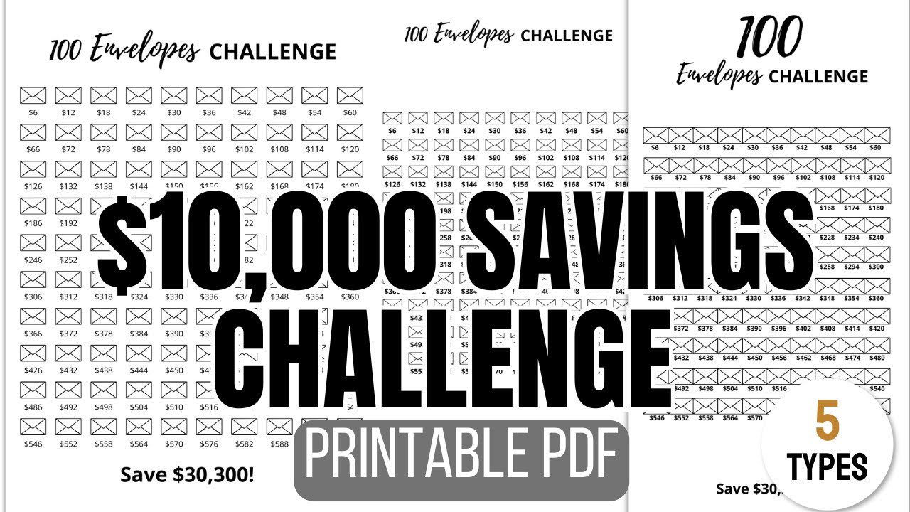 $10,000 Savings Challenge Printable PDF