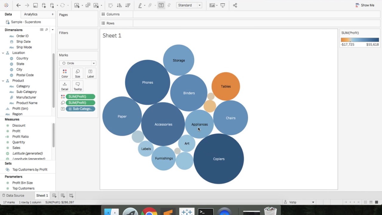 Tableau Tutorial - Packed Bubbles