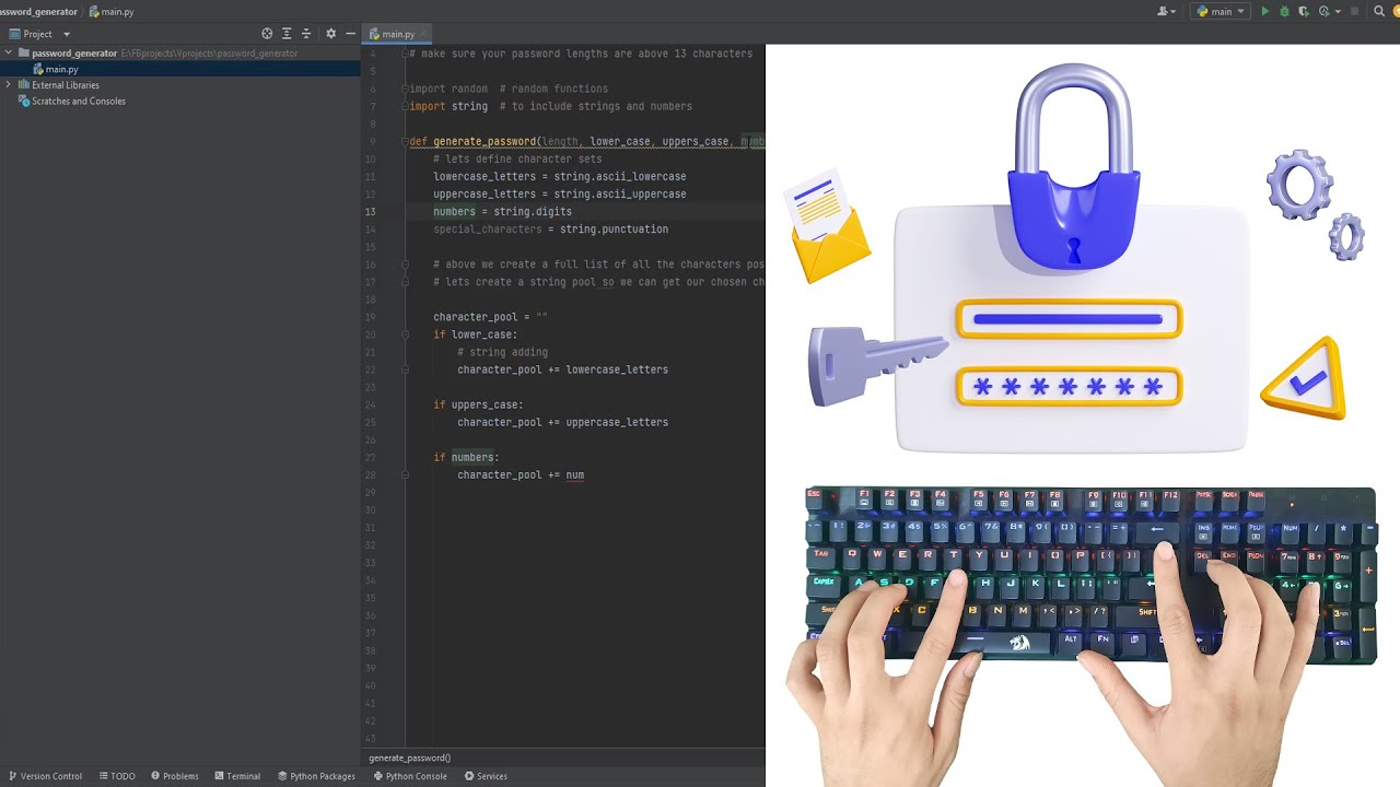 ASMR Programming - Password Generator with Python - No Talking