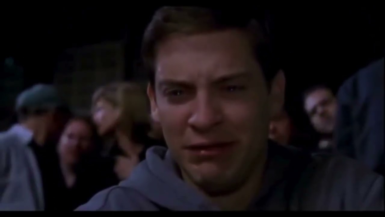 Peter Parker crying meme template||Tobey Maguire