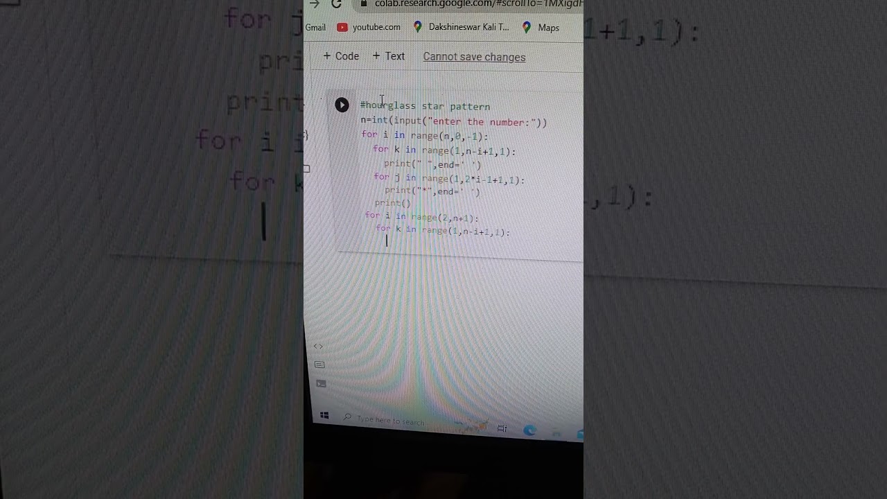 #programming #shorts #ytshorts #python #pythonlanguage Hourglass star pattern in python