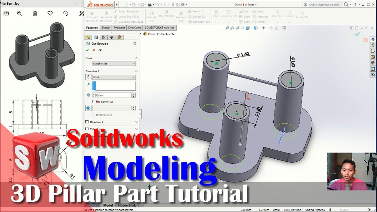 Modeling 3D Pillar Part Tutorial With Solidworks