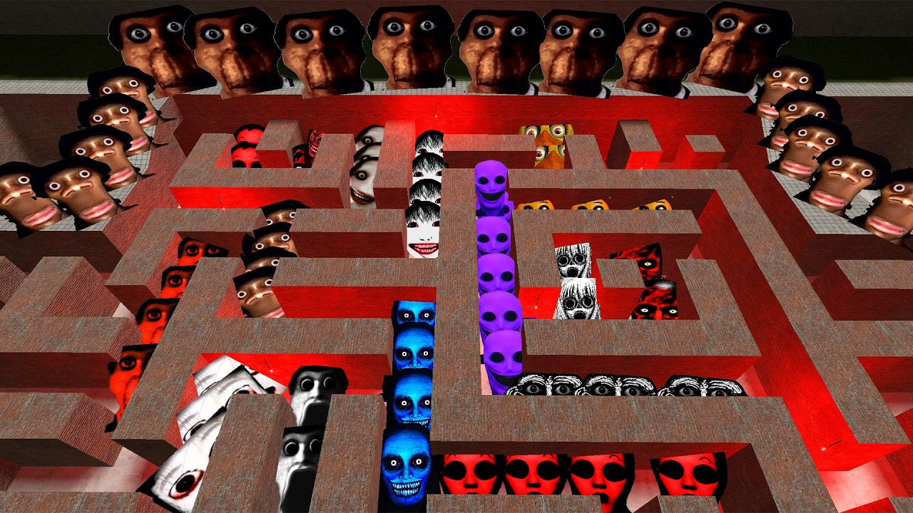 POV BIG - Color Obunga, Yoshie, Plankton, Infinite Nico's Nextbot in the Maze | Garry's Mod #gmod