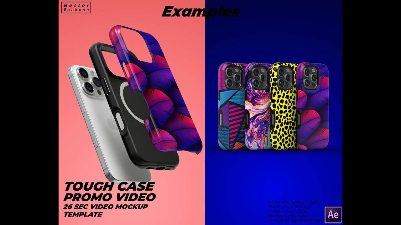 Podbase style iPhone 16 Pro Tough Phone Case Promotional Video Mockup Template - Tough Case Mockup
