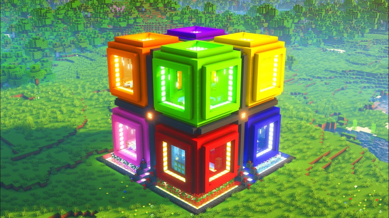 Minecraft: How to Build a Colorful Cube House Tutorial - Minecraft Builders