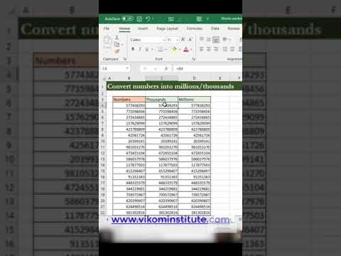 Convert numbers into millions/thousand |#shorts |#exceltricks
