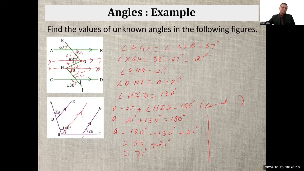 Angles parallel lines example 1