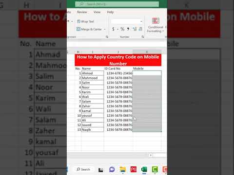 How to Apply Country Code on Mobile Number | Excel Tricks and Tips
