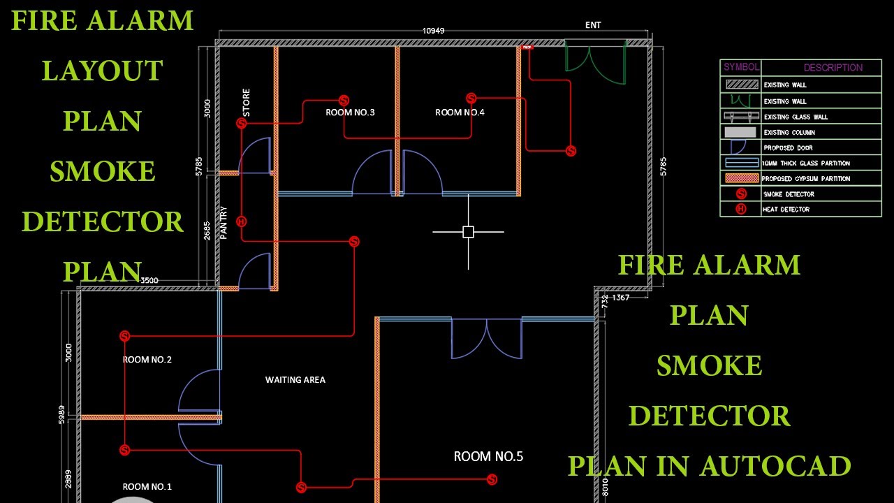 AutoCAD Tutorial -Fire Alarm Plan in AutoCAD-How to Smoke Detector Plan for Office Drawings Solution