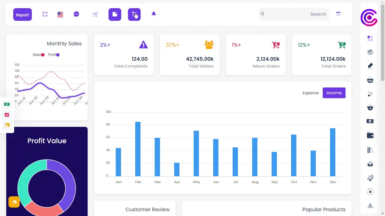 eCommerce Bootstrap Admin Panel Template Light RTL Theme