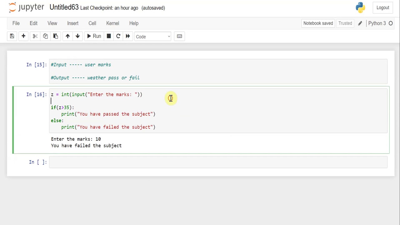 Python Program to print weather pass or fail using If else