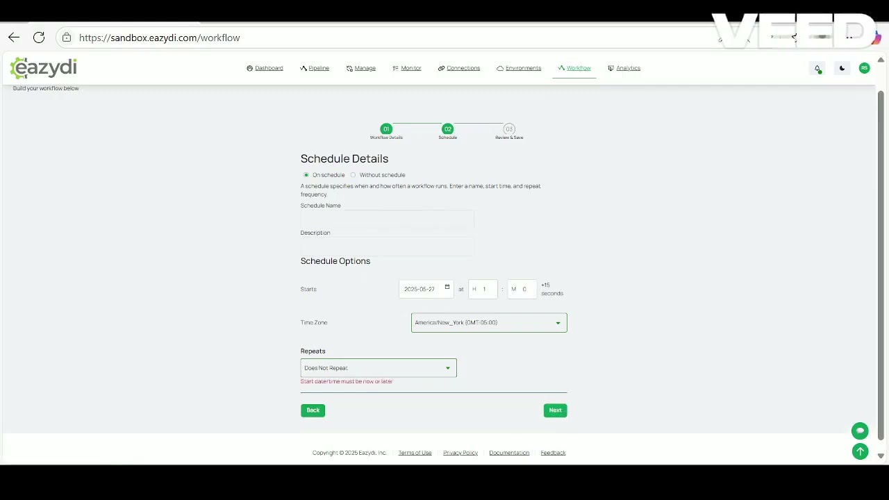 How to Build a Workflow in EazyDI – Technical Walkthrough