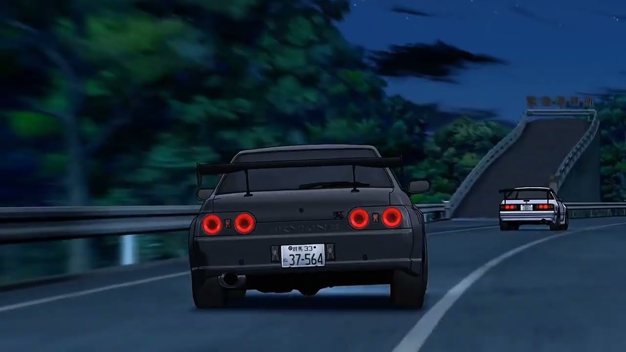 Ryosuke and Ryuji Stop Shinigami VS GTR Initial D Fifth Stage HD 1080