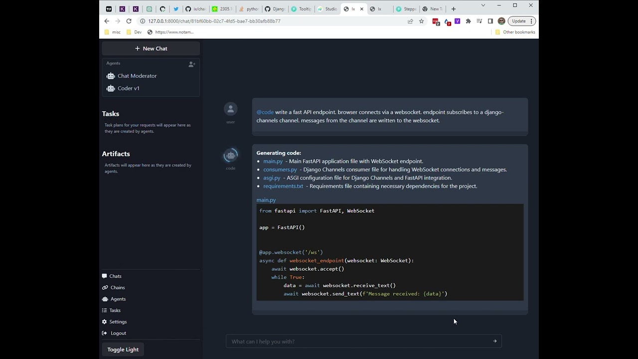 Ix coding a FastAPI websocket endpoint