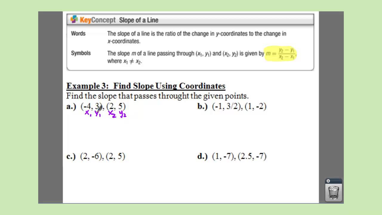 Algebra 2: 2.3 Notes: Example 3 - Find Slope Using Coordinates