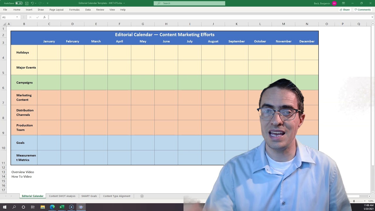 Editorial Calendar Template Instructions - Overview