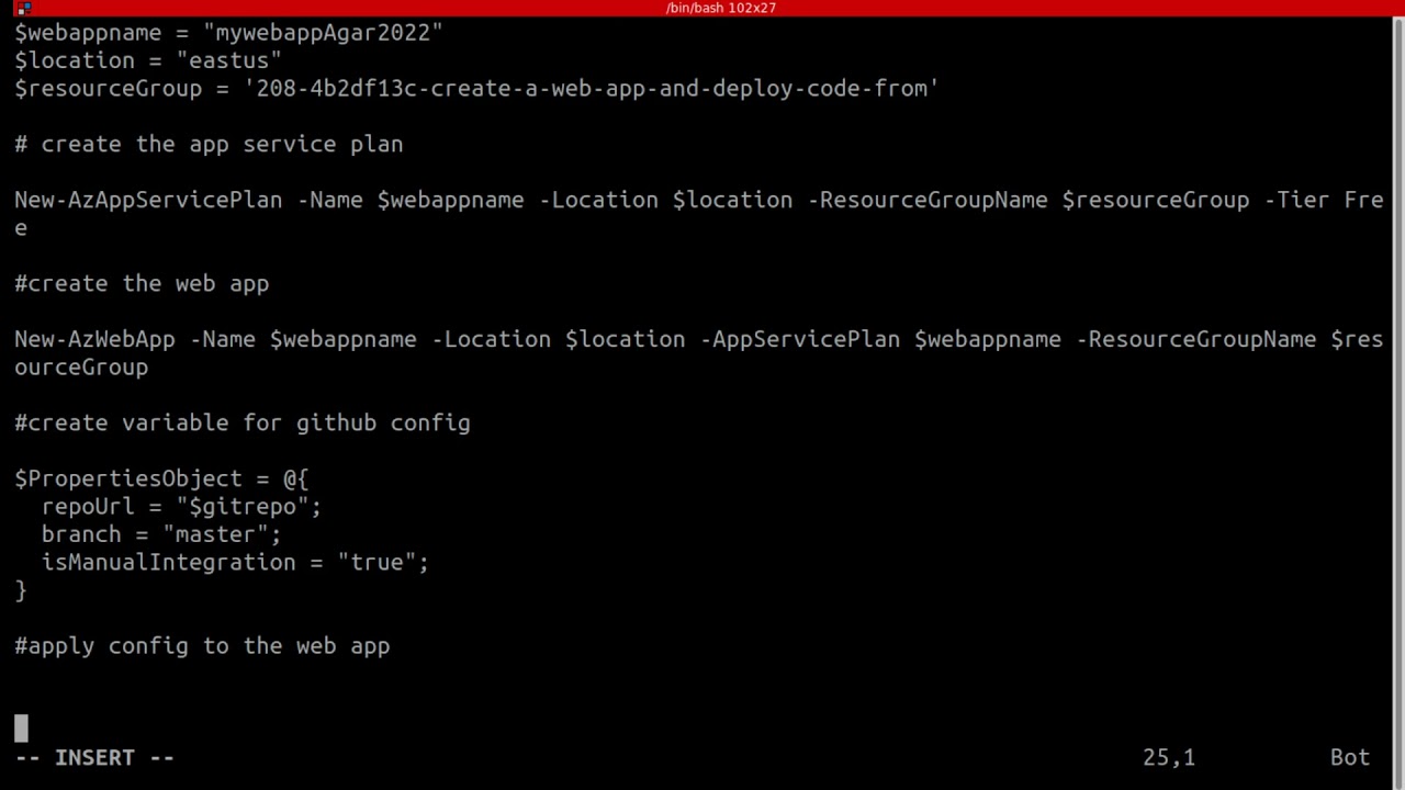 Creating a Web App and Deploying Code from GitHub Using PowerShell
