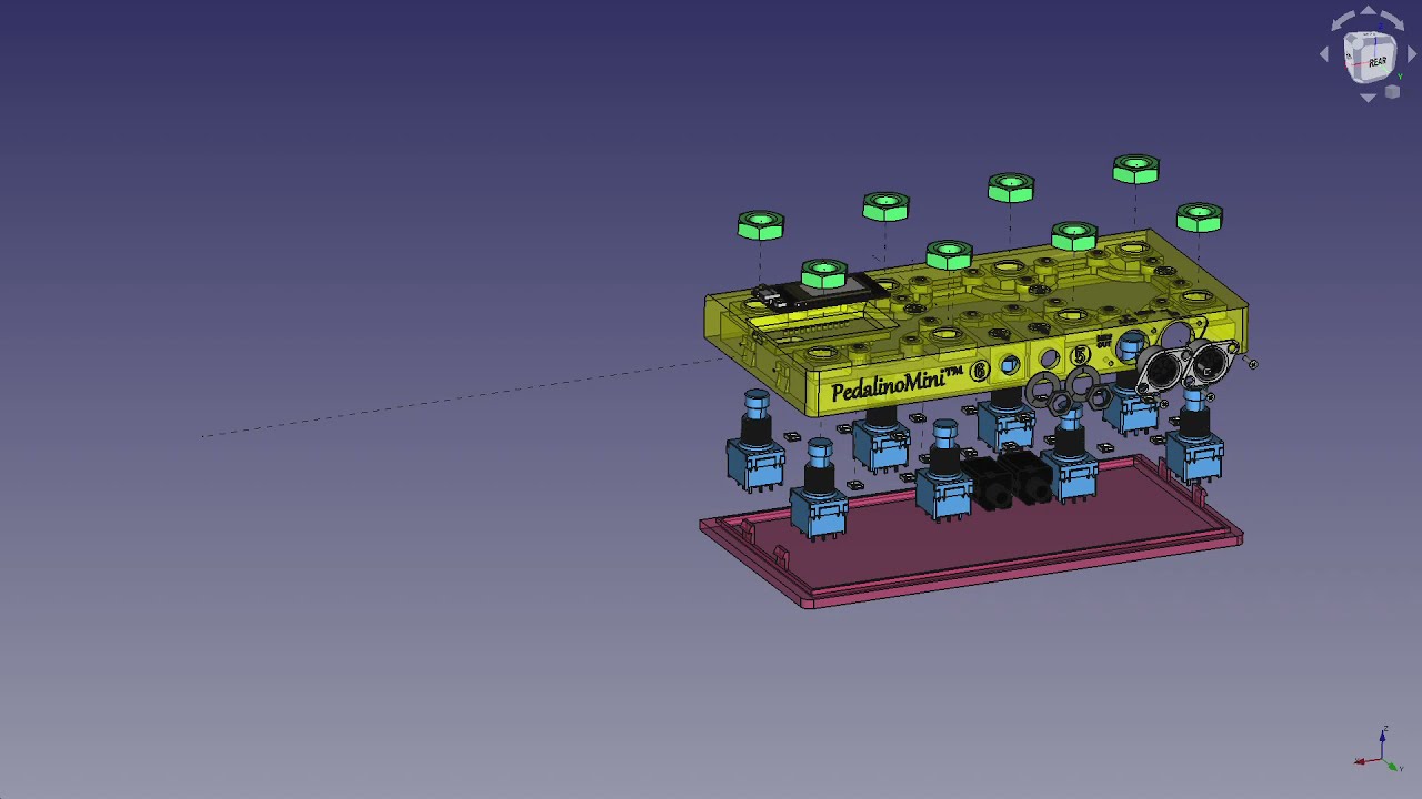 PedalinoMini™ Case 1 exploded assembly