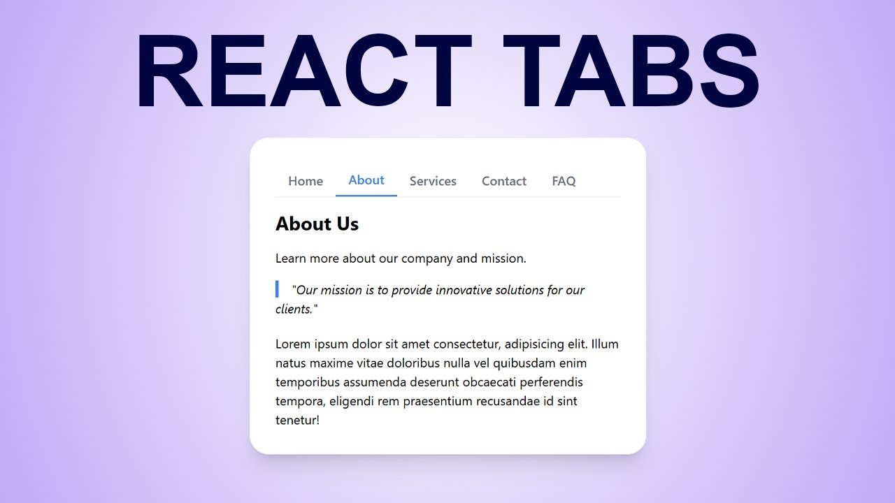 Easy React Tabs with Tailwind Tutorial
