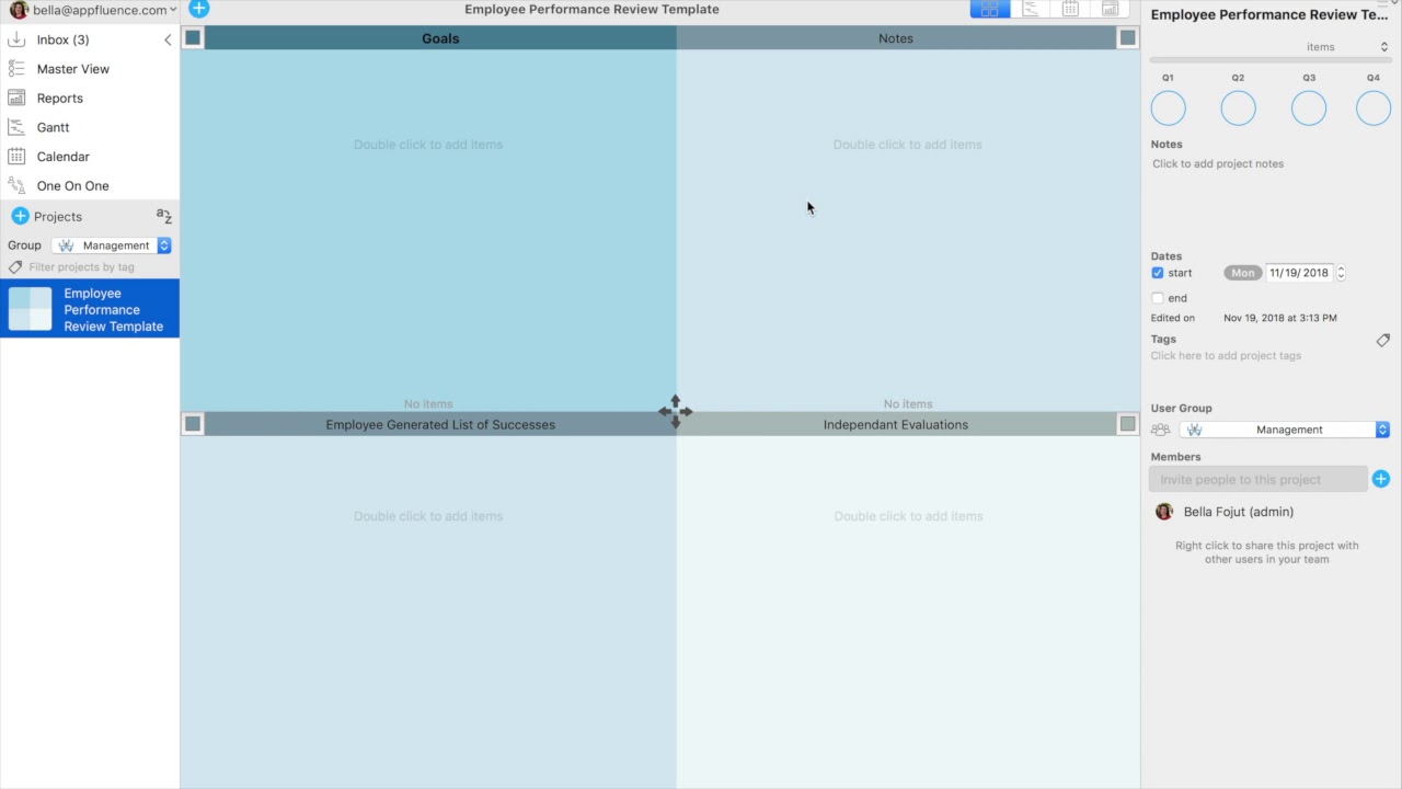 Employee Performance Review Template in Priority Matrix