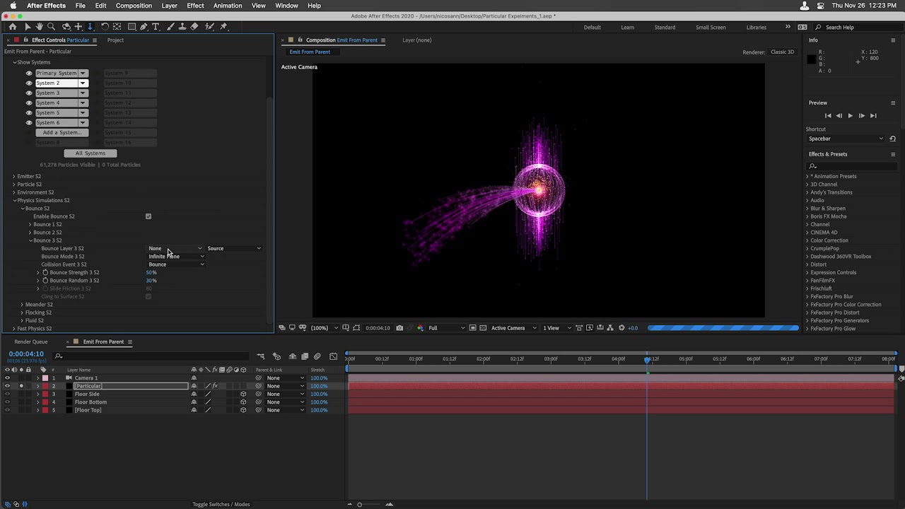 New Trapcode Particular Bounce Options