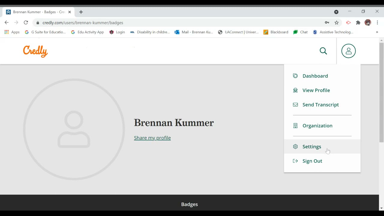 Credly Account Creation and Accept Badges