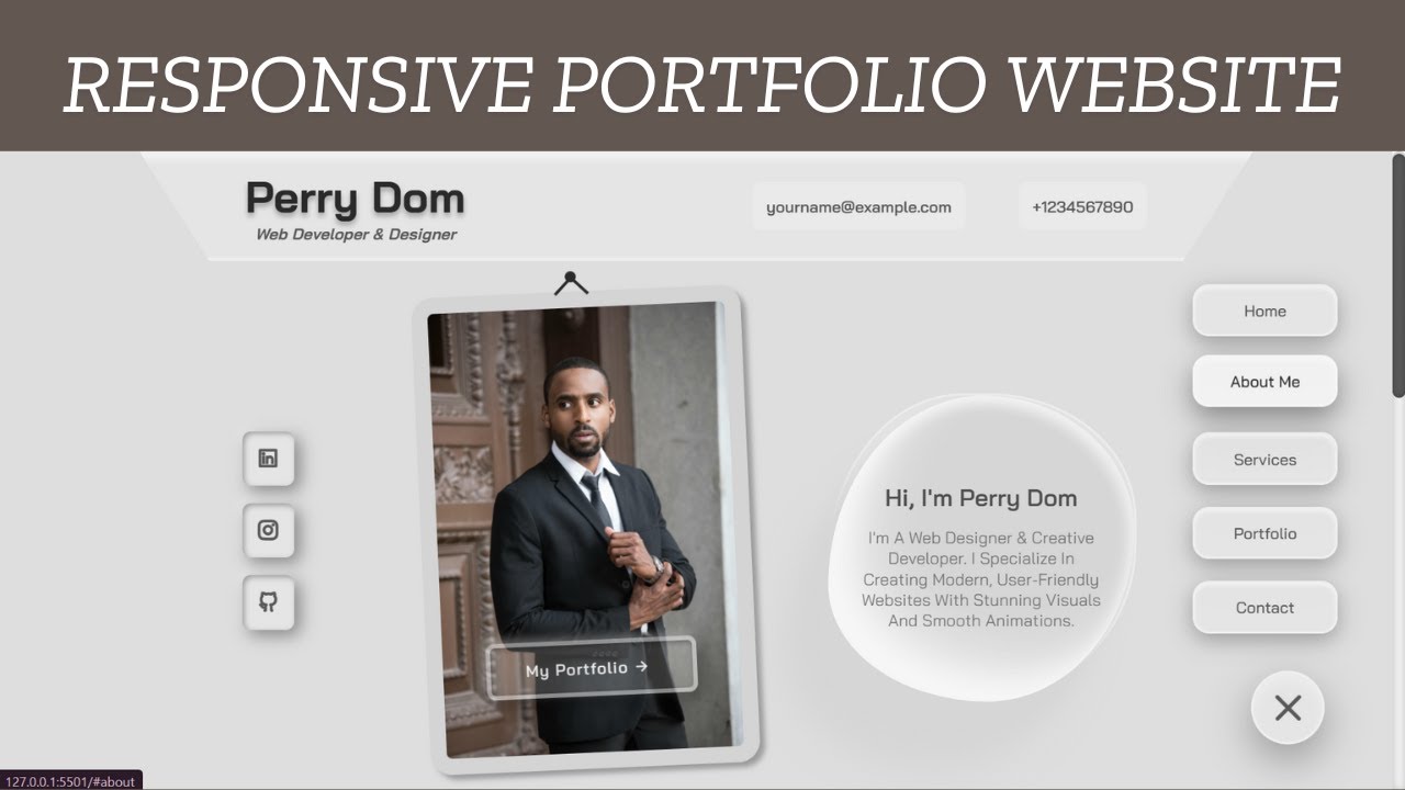 Responsive Portfolio Website HTML CSS JavaScript - Responsive Web Design 2025 | Part 1