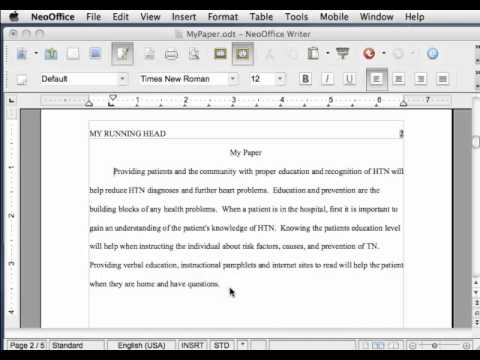 APA style headings in NeoOffice
