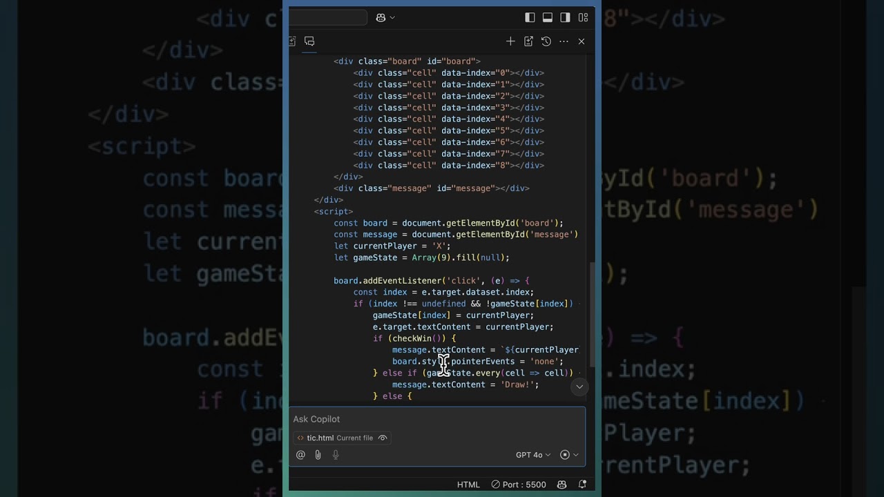 GitHub Copilot: Develop Tic Tac Toe with a Single Prompt