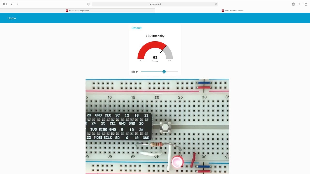 Raspberry Pi Node-Red Dashboard Control LED Intensity