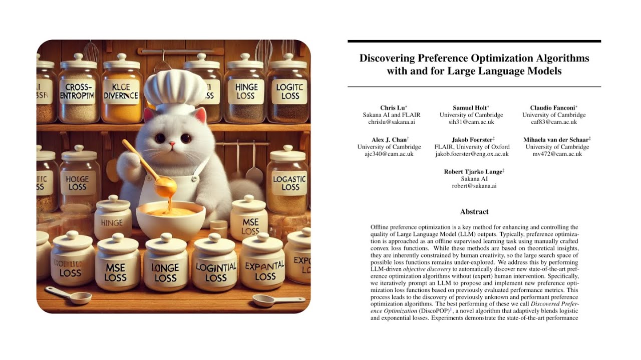 Discovering Preference Optimization Algorithms with and for LLMs (MLST: Can AI Improve Itself)