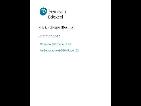 PEARSON EDEXCEL A LEVEL Geography Advanced PAPER 3 JUNE 2022 MARK SCHEME (9GE0/03)