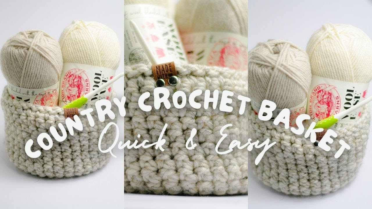 FREE Crochet Pattern -- The Country Crochet Basket - Step by Step Crochet Tutorial