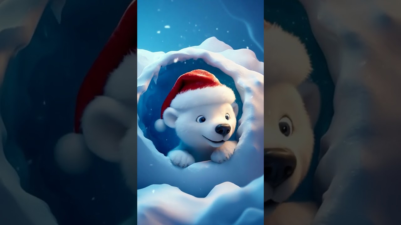 A White Bear In A Santa Hat