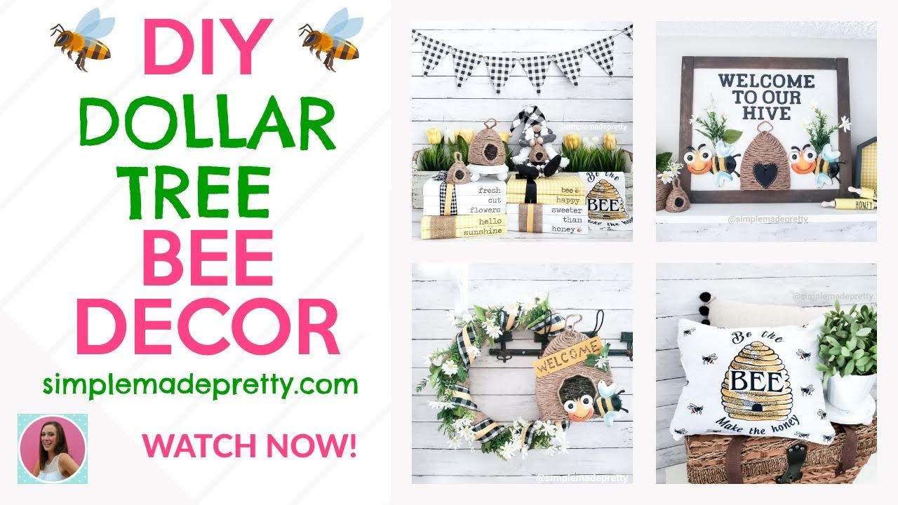 DOLLAR TEE DIY Bee Decor - Dollar Tree Bee Skep, Dollar Tree Beehive, Bee Decorations