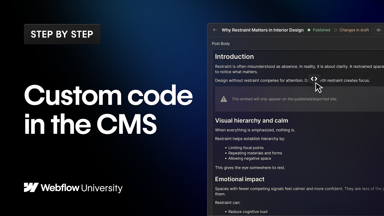Custom code in the Webflow CMS