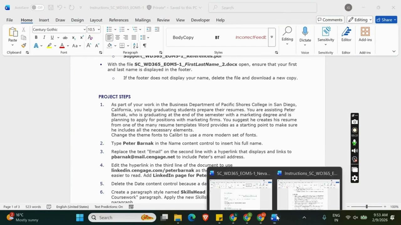 Shelly Cashman Word 365 | Module 5: End of Module Project 1 Pacific Shores College #shellycashman