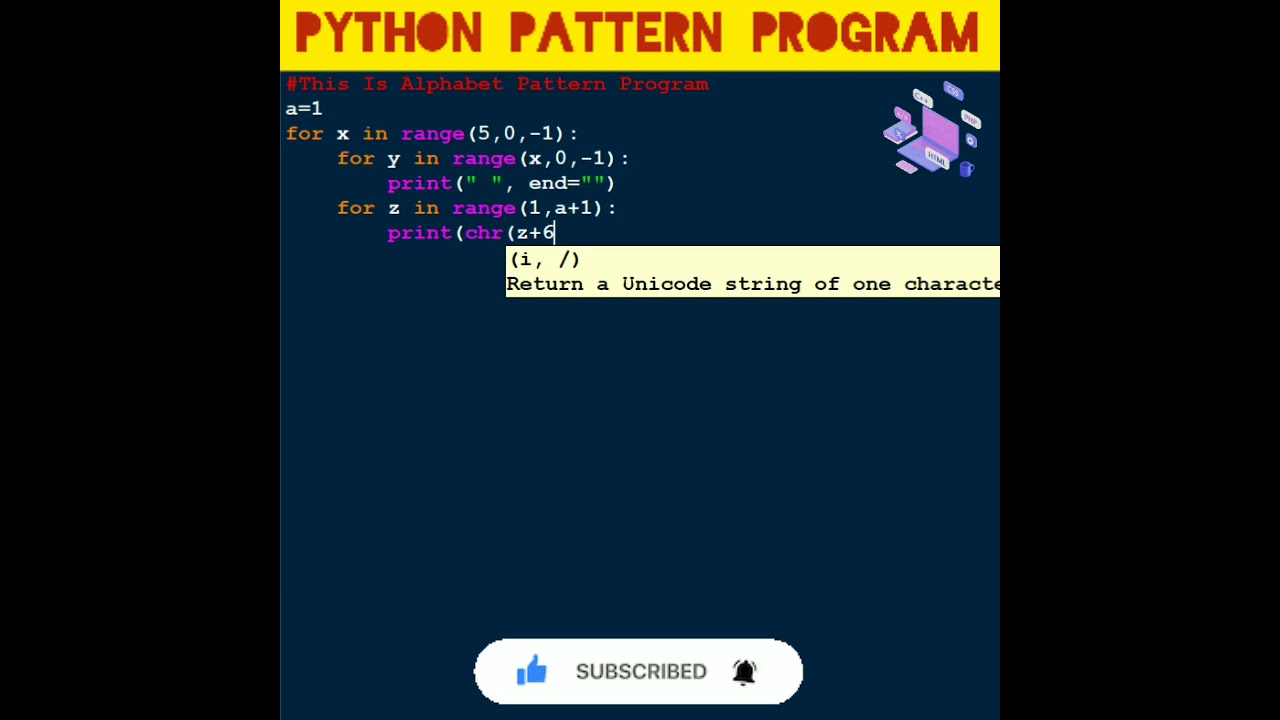 #python 51 To Print Alphabet Pattern Program In Python | Computer Programming | #shorts #coding